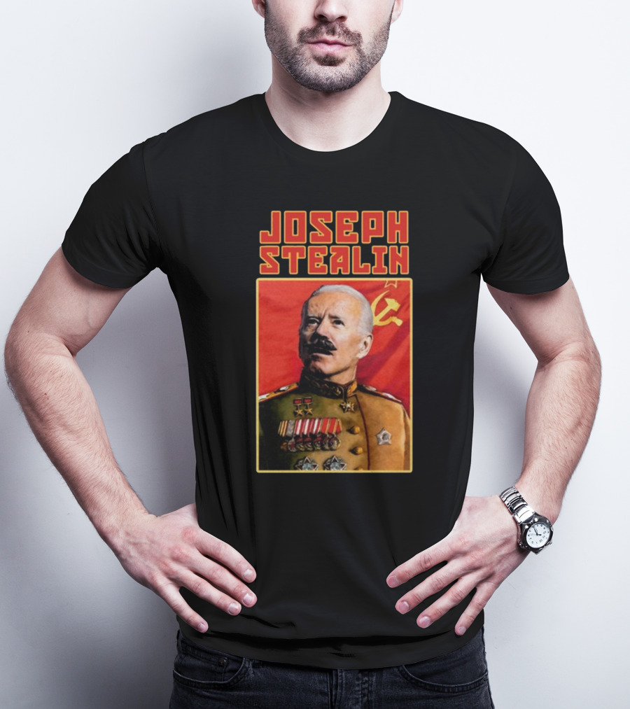 Joseph Stealin Soviet Parody Stalin Uniform Red Flag T-Shirt
