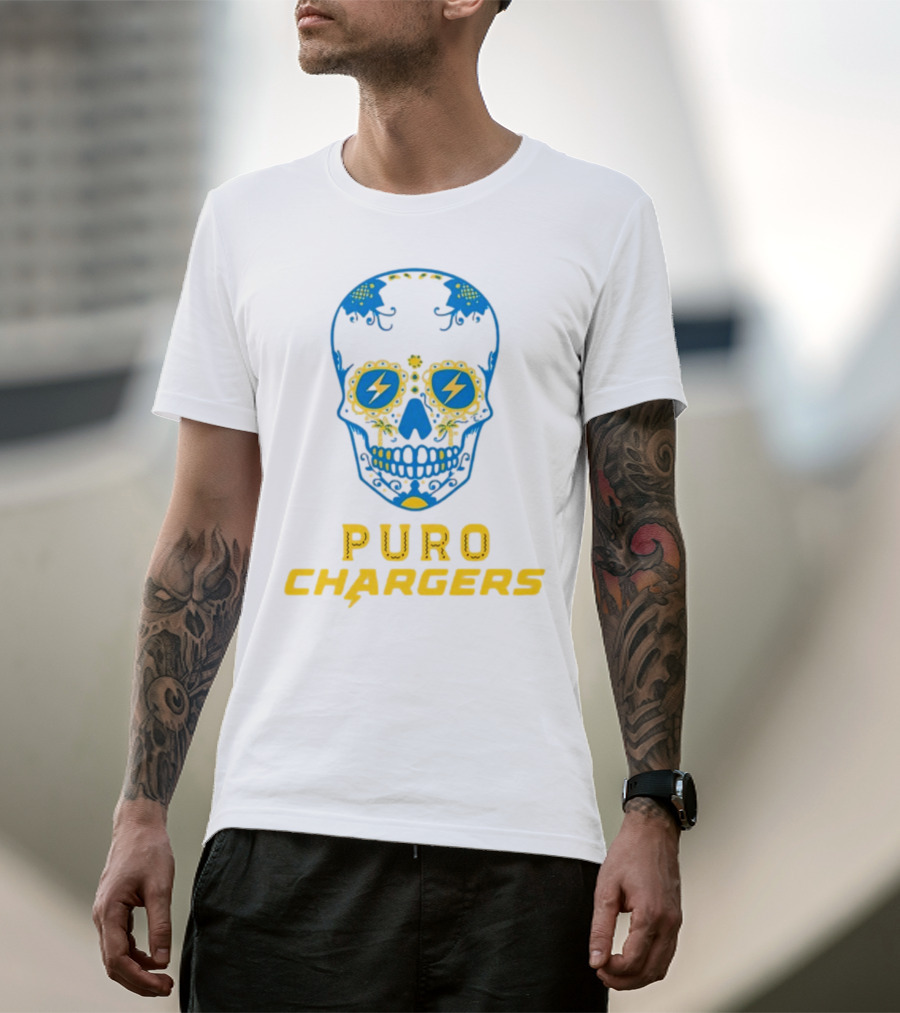 Puro Chargers Skull Lightning Bolt T-Shirt