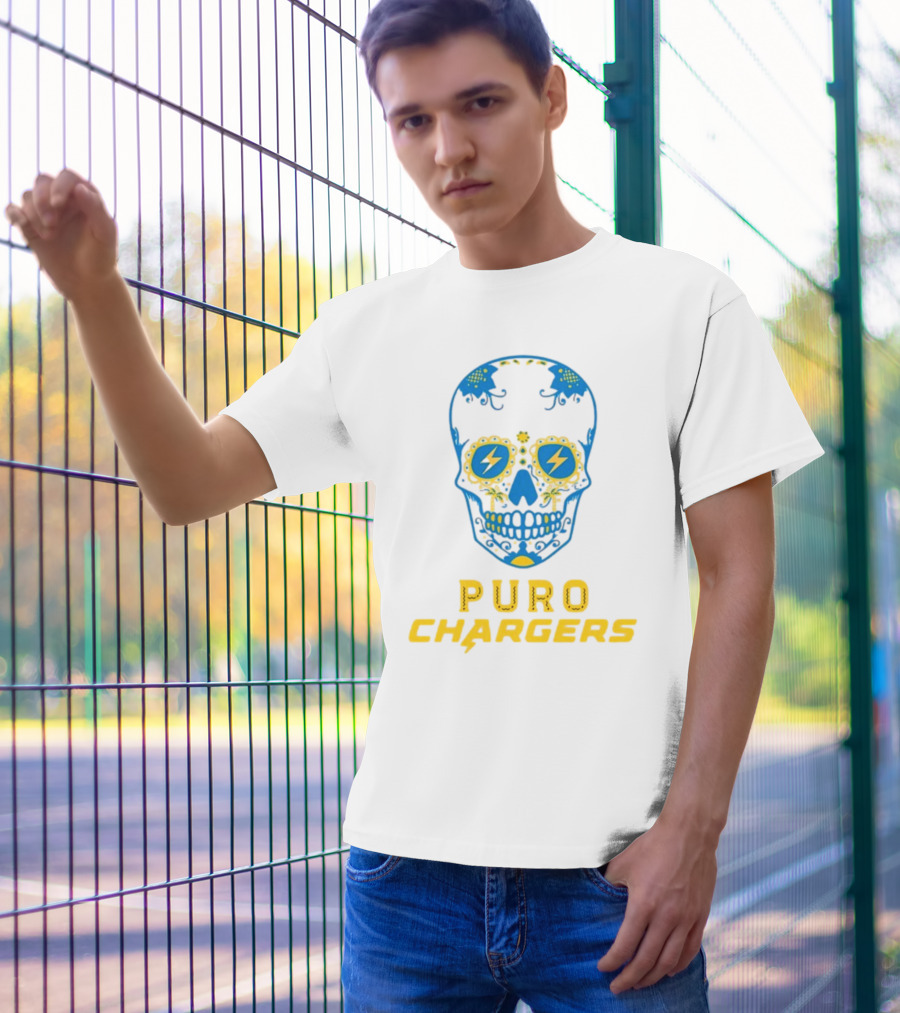 Puro Chargers Skull Lightning Bolt T-Shirt