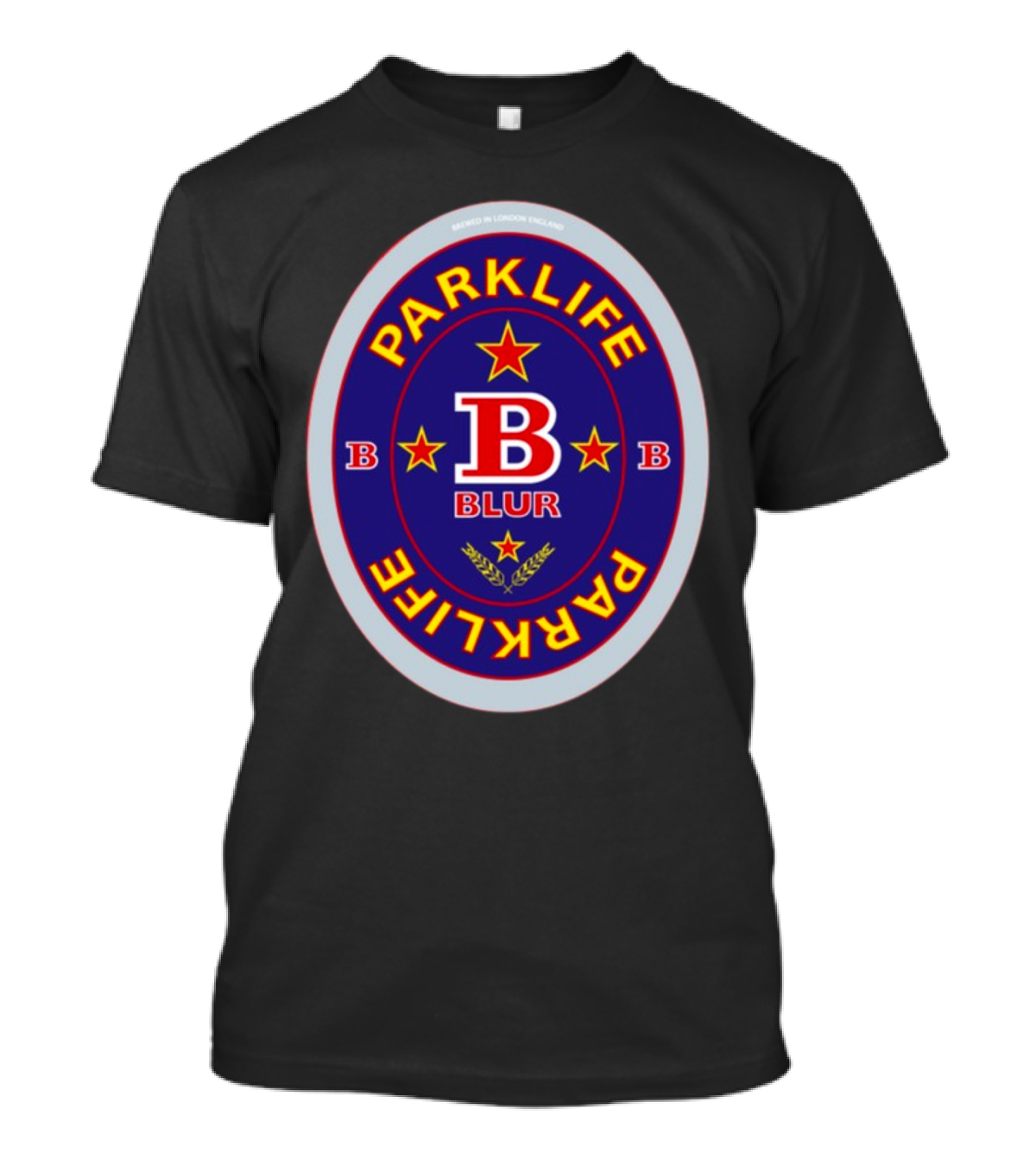 Blur Parklife Beermat Brewed In London England B Logo B Stars T-Shirt