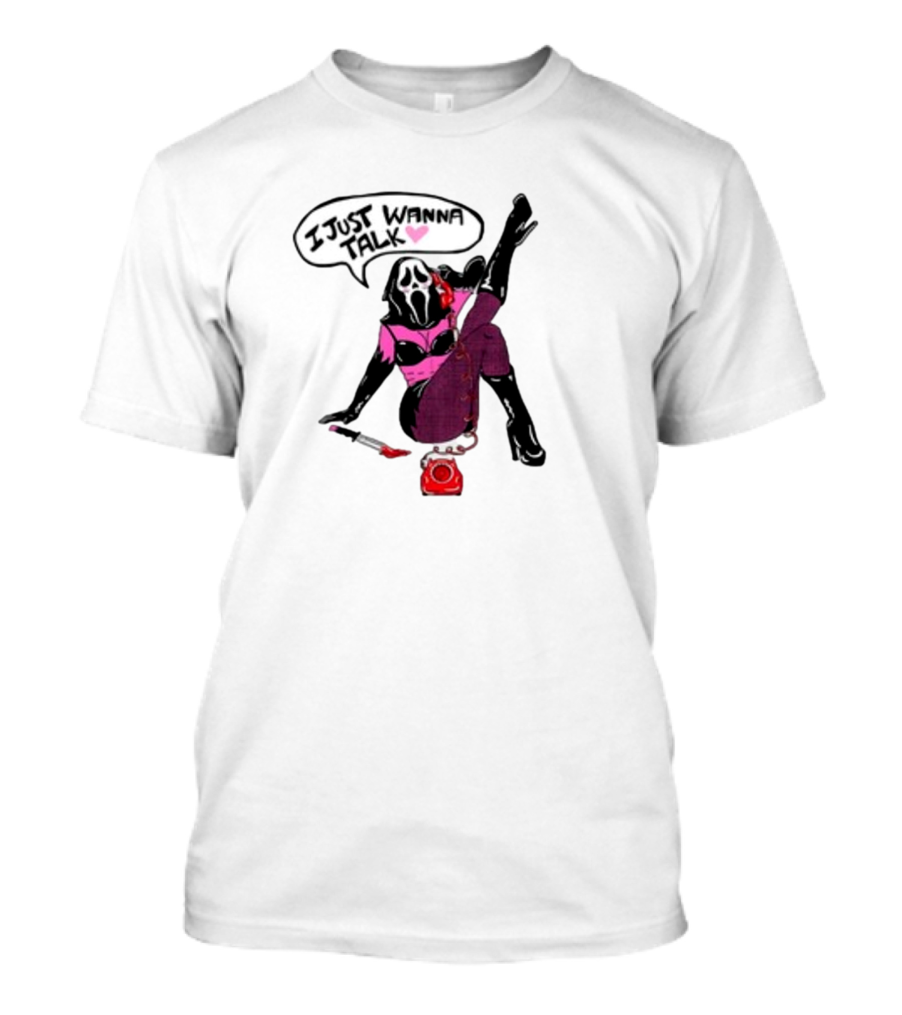 Oatmilklady I Just Wanna Talk Ghost Face Mask Retro Phone T-Shirt