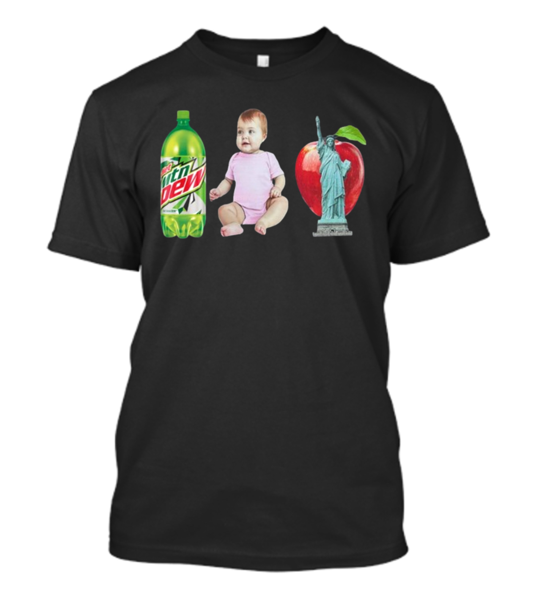 Diet Mountain Dew Baby Statue Of Liberty Apple New York City T-Shirt
