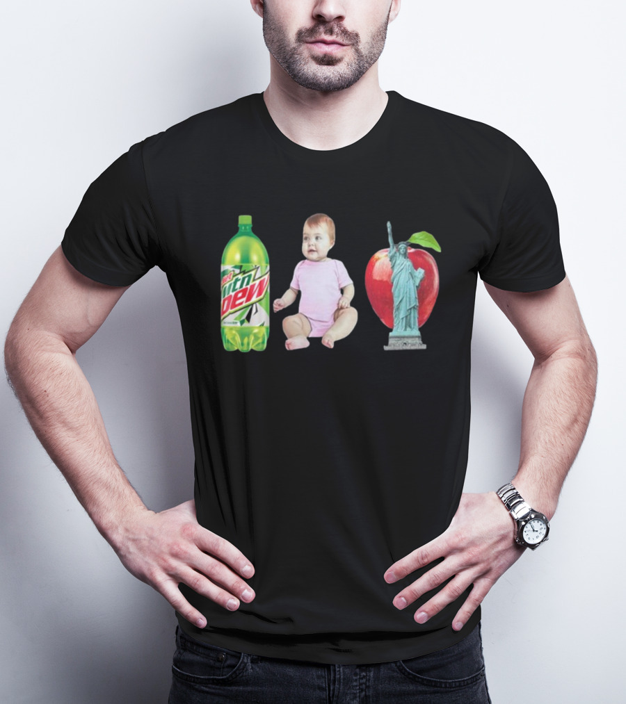 Diet Mountain Dew Baby Statue Of Liberty Apple New York City T-Shirt