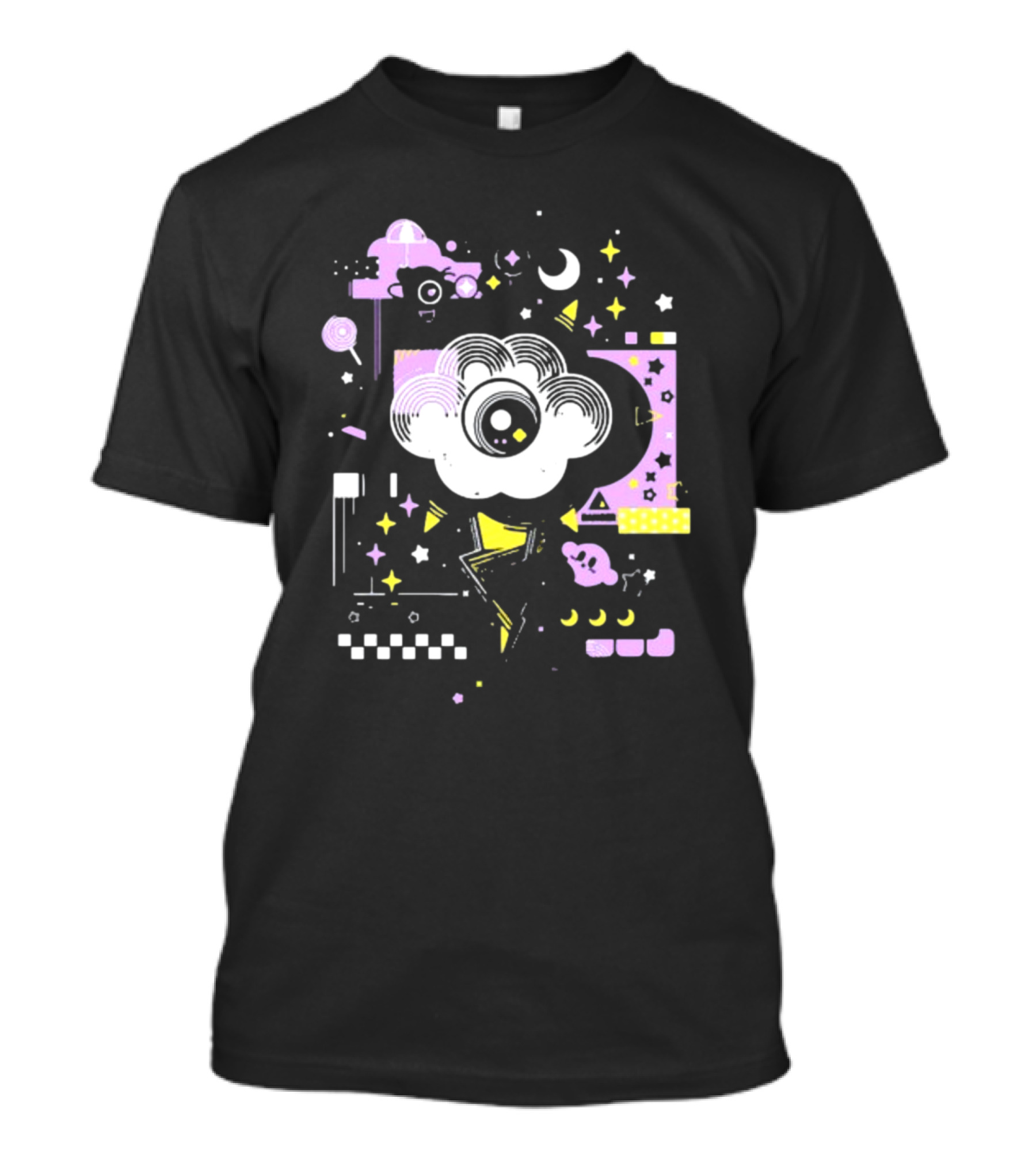 The Storm's Eye Cloud With Moon And Stars In Geometric Night Sky By Brian Shepard T-Shirt