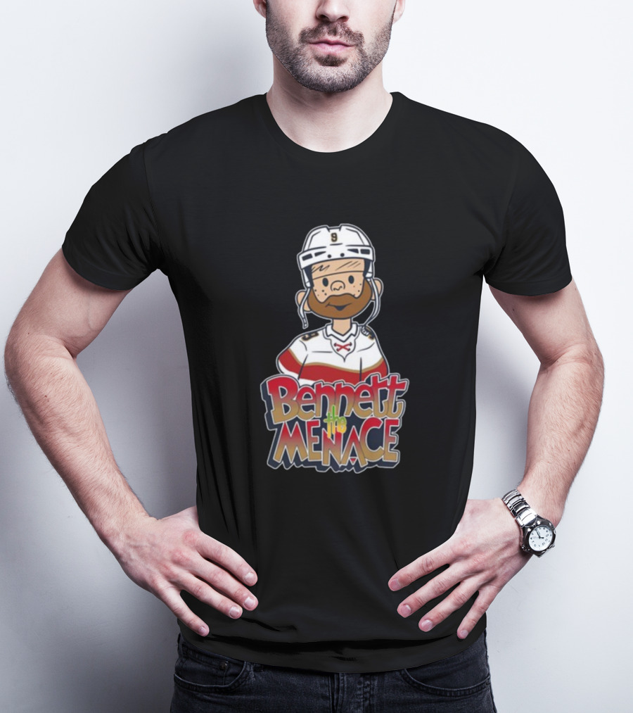 Bennett The Menace Illustrated Hockey Player Character T-Shirt