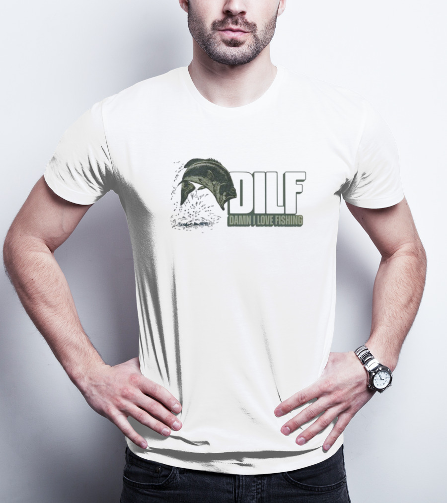 Middleclassfancy Dilf Damn I Love Fishing Jumping Fish T-Shirt
