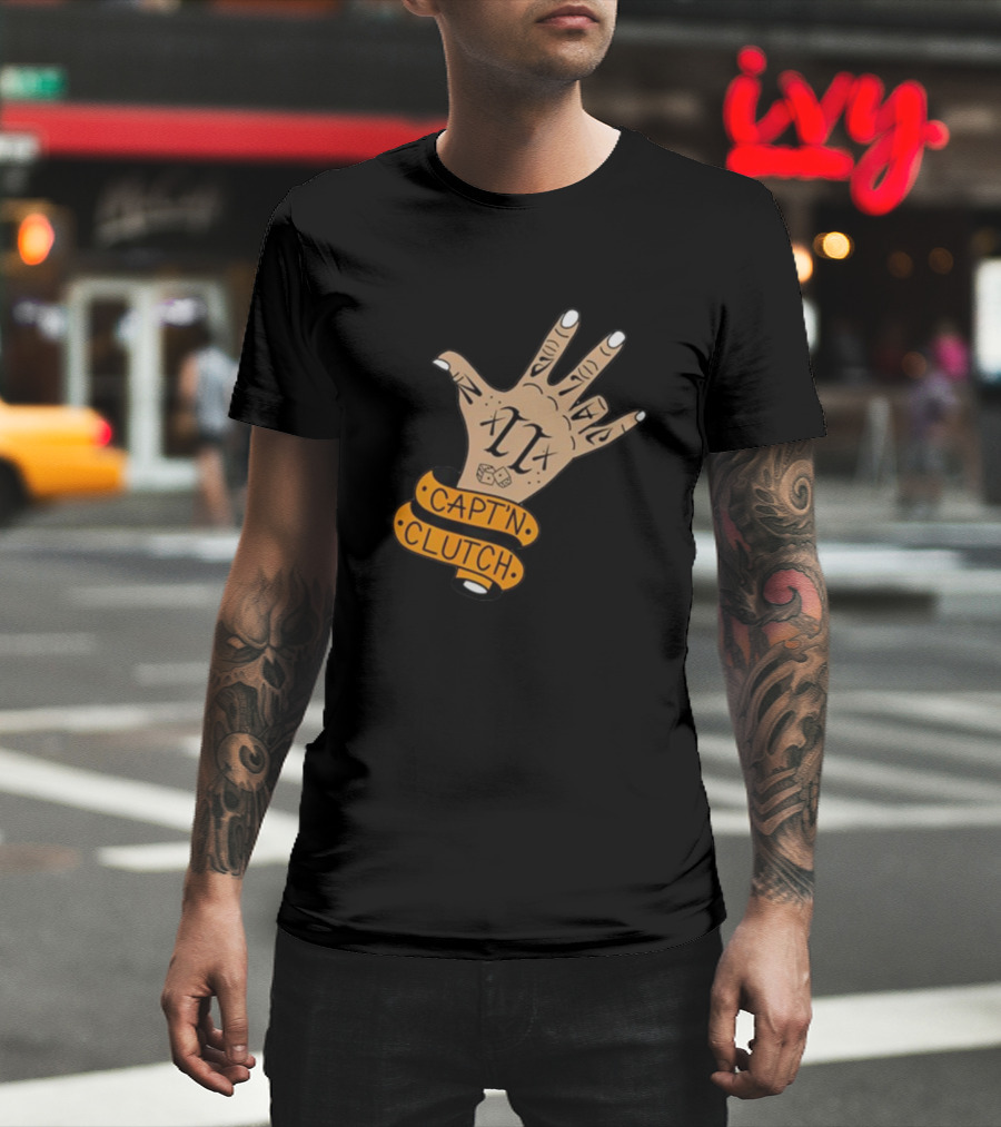 My Business Man Capt'n Clutch Hand Tattoo Numerals Banner T-Shirt