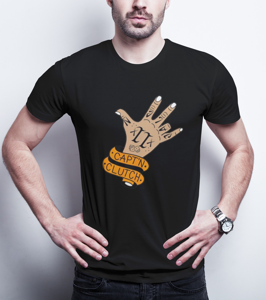 My Business Man Capt'n Clutch Hand Tattoo Numerals Banner T-Shirt