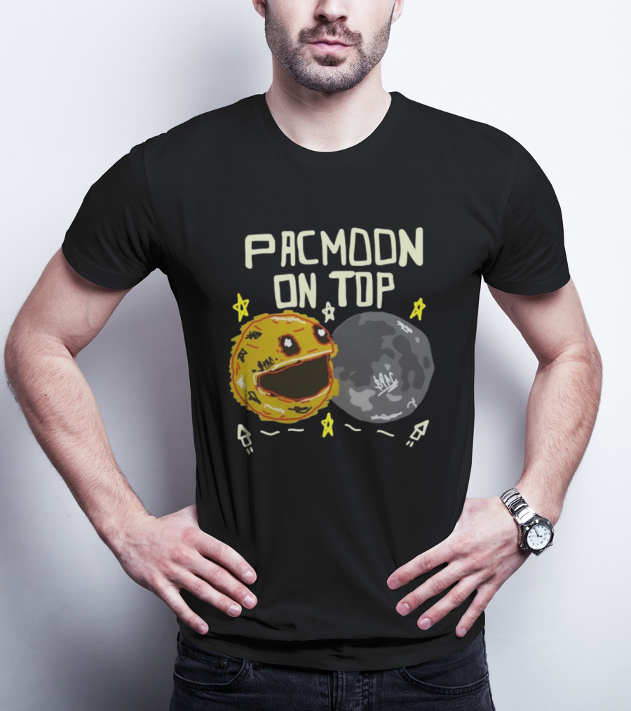 Pacmoon On Top Pacman And Moon With Stars And Arrows T-Shirt
