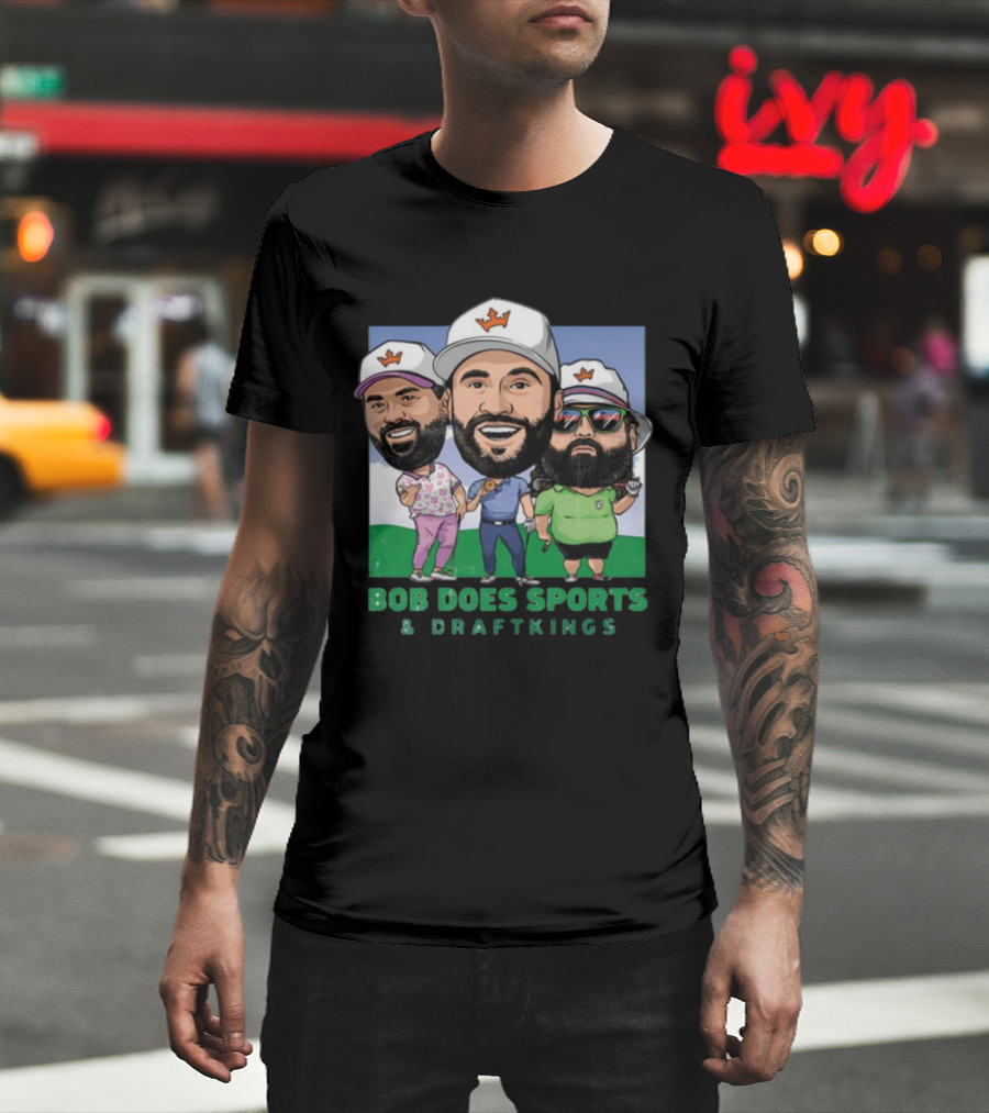 Bob Does Sports And DraftKings Golf Cartoon Collaboration T-Shirt