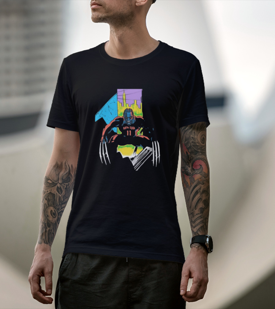 New York Wolverine Brunson Basketball Claws Skyline T-Shirt