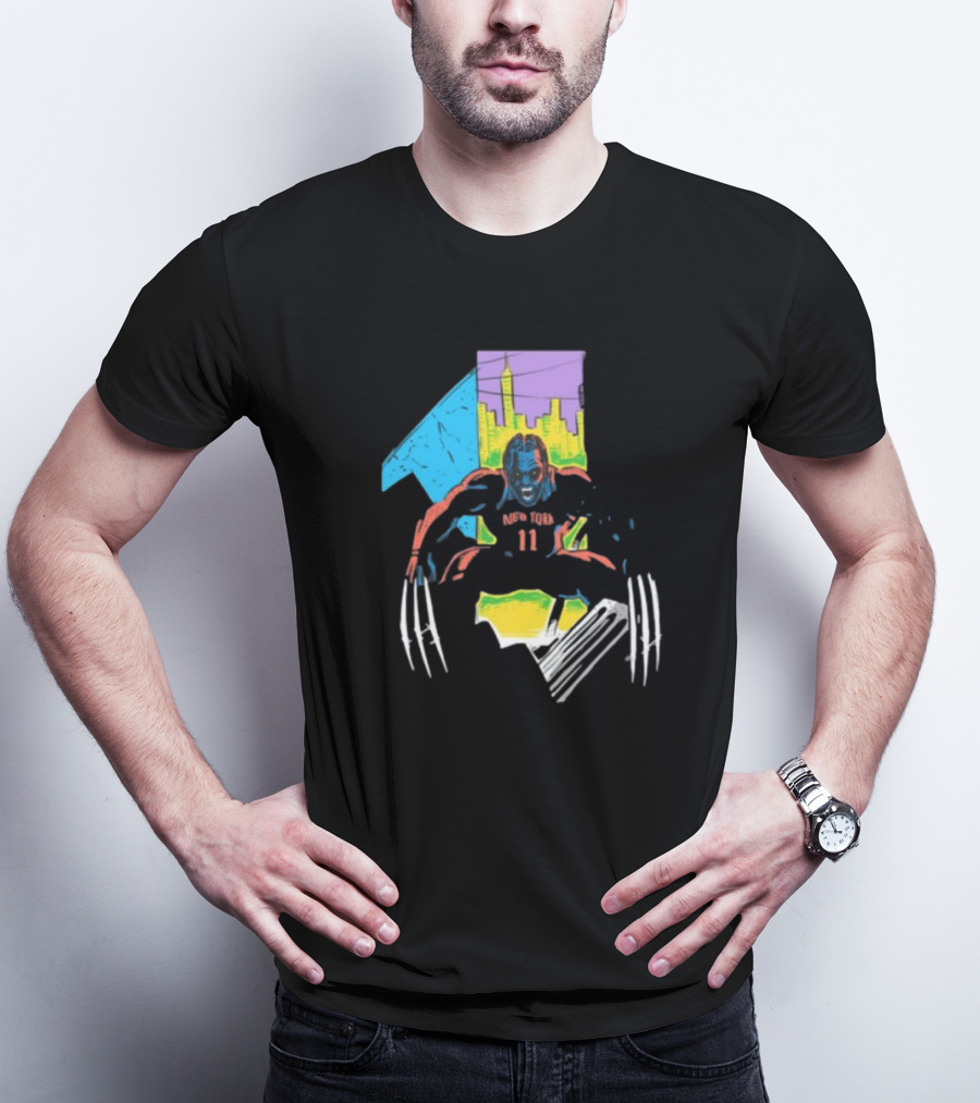 New York Wolverine Brunson Basketball Claws Skyline T-Shirt