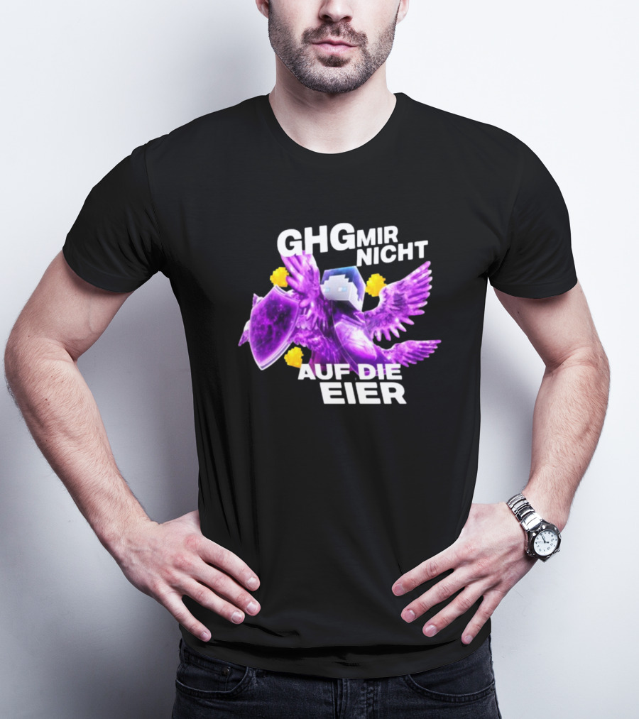 GHG Mir Nicht Auf Die Eier Minecraft Bird Shield Purple T-Shirt