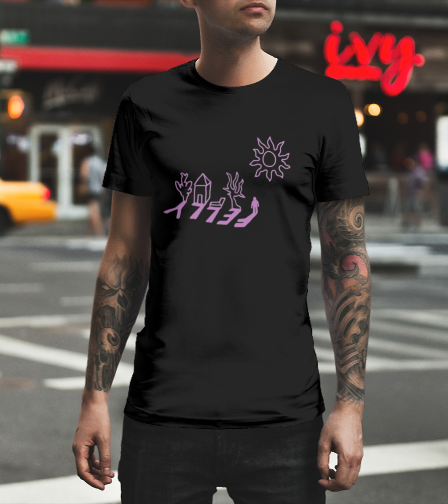 Felly Shadow Tree House Person Sun Pink T-Shirt
