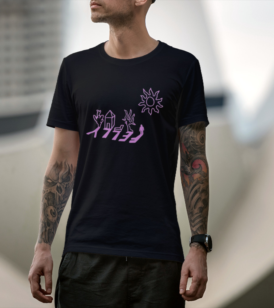 Felly Shadow Tree House Person Sun Pink T-Shirt