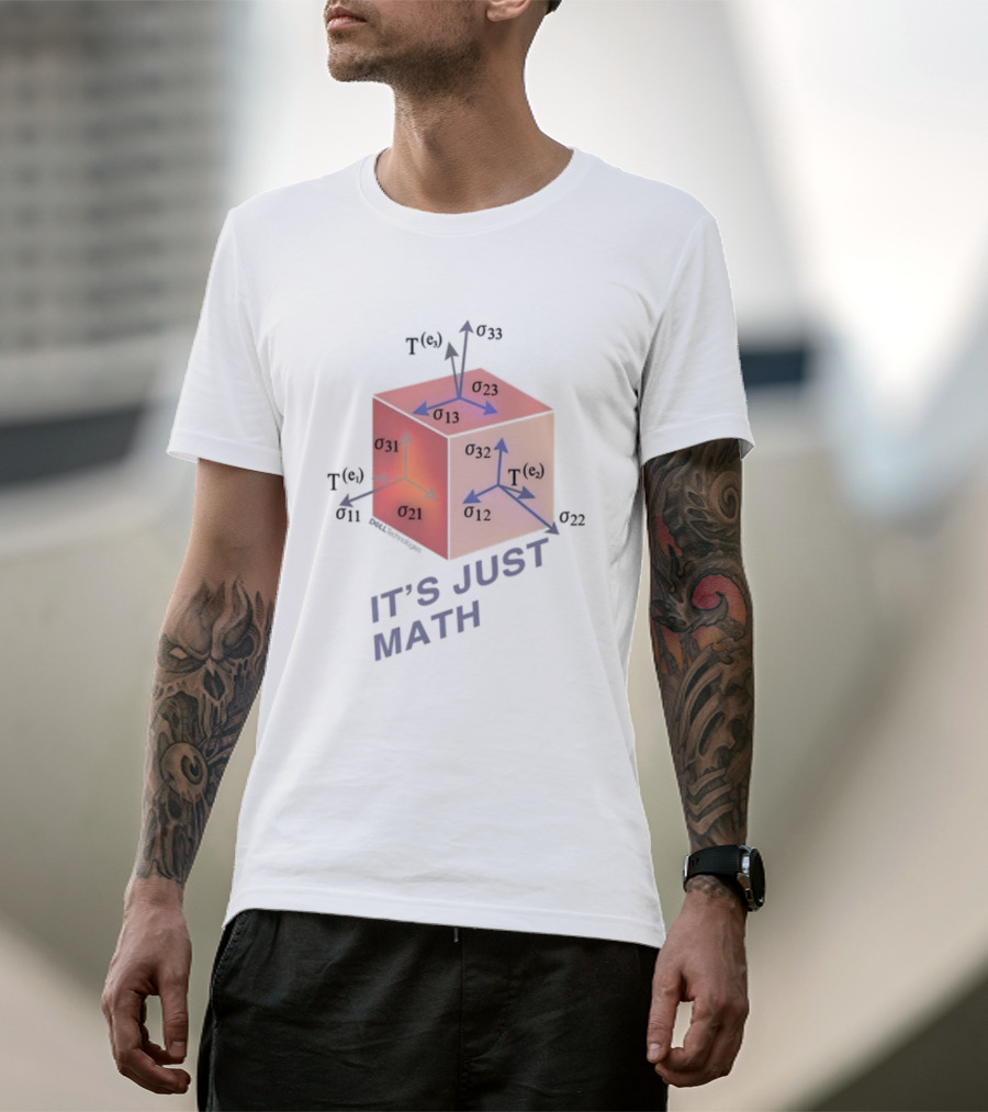 Jeff Clarke Wearing It's Just Math Physics Cube Tensor Notation T-Shirt