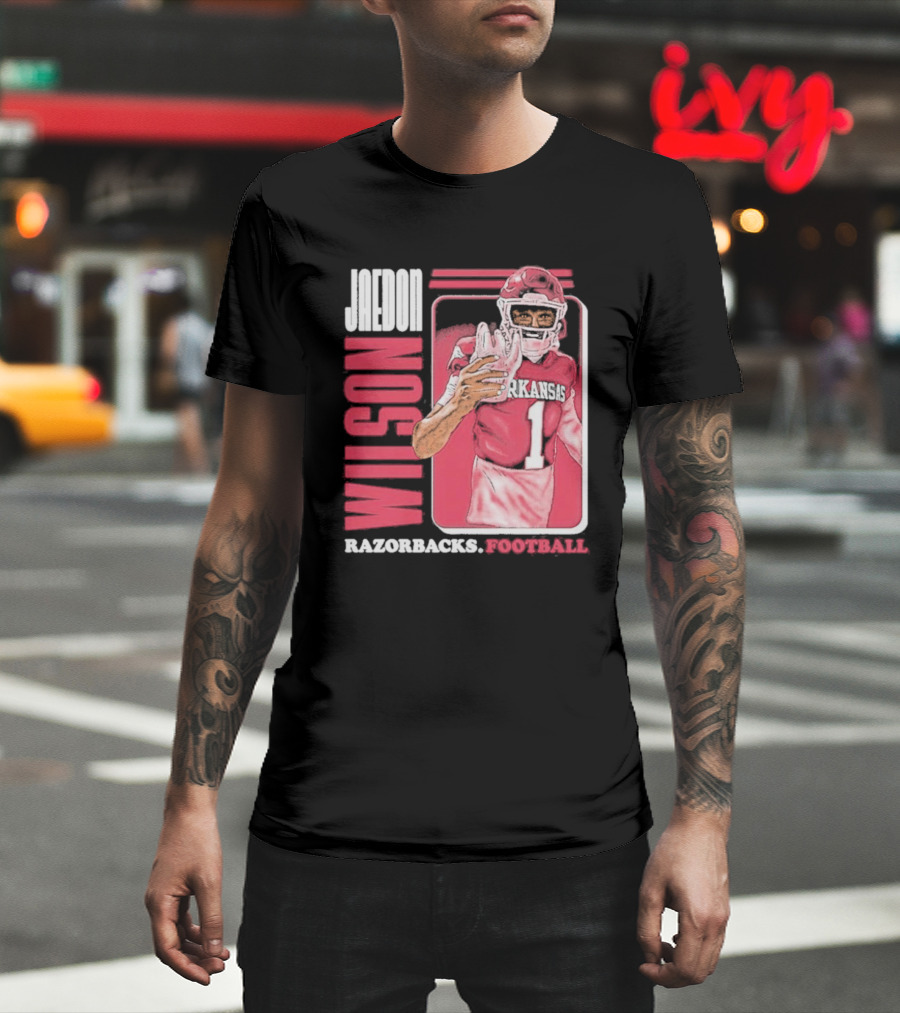 Jaedon Wilson Arkansas Razorbacks Football Cartoon Player T-Shirt