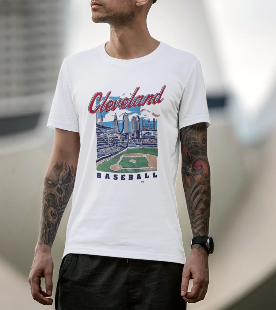Cleveland Baseball Skyline Stadium Scene T-Shirt