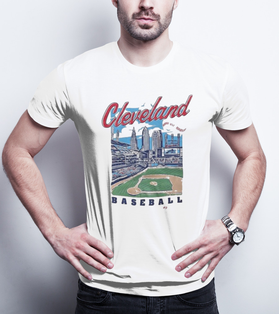 Cleveland Baseball Skyline Stadium Scene T-Shirt