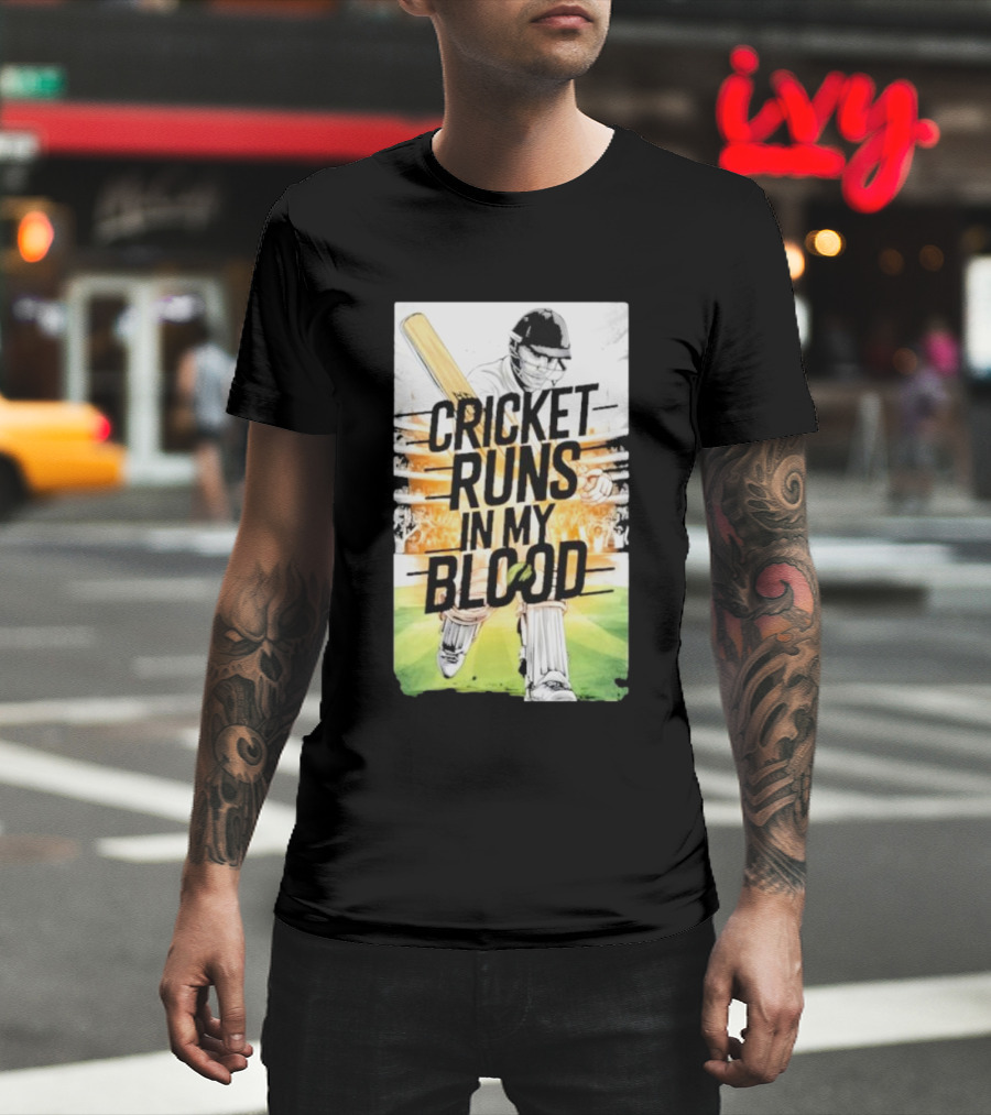 Cricket Runs In My Blood Batting Passion T-Shirt