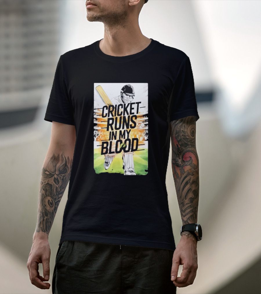 Cricket Runs In My Blood Batting Passion T-Shirt