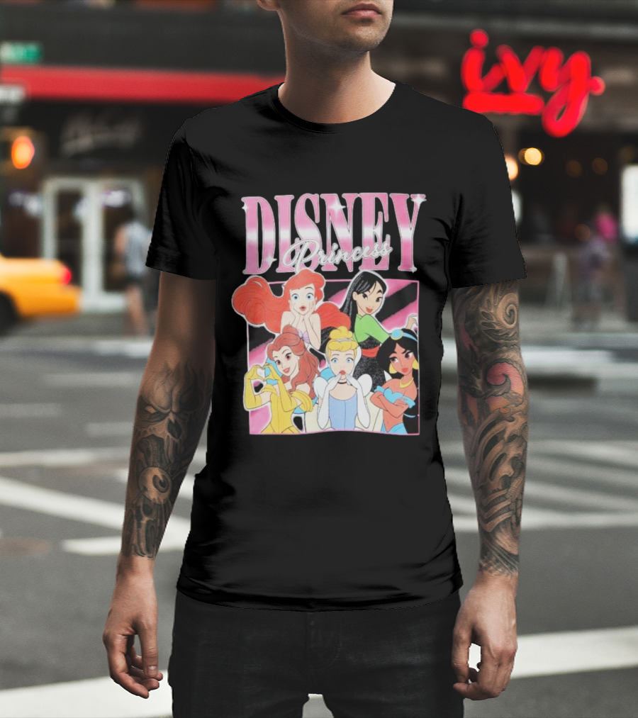 Disney Princess Group Ariel Belle Cinderella Jasmine Mulan T-Shirt