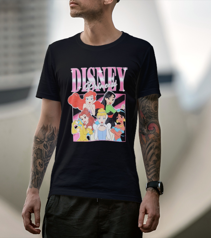 Disney Princess Group Ariel Belle Cinderella Jasmine Mulan T-Shirt