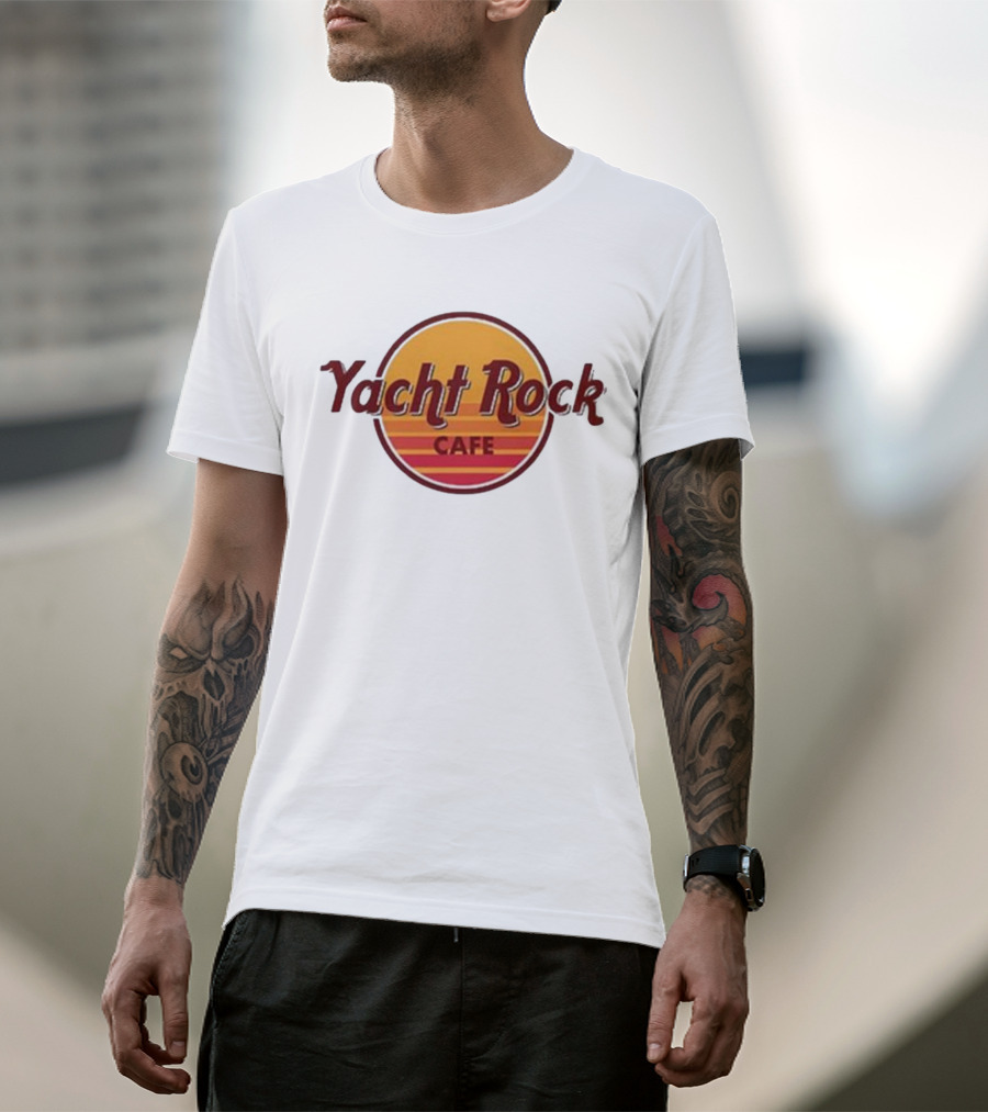 Yacht Rock Cafe Retro Sunset Circle T-Shirt