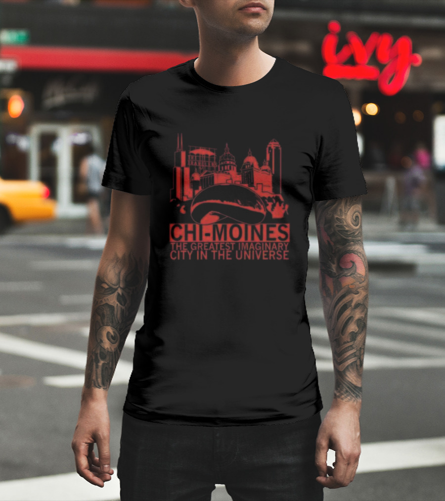 Chi-moines The Greatest Imaginary City In The Universe Skyline Red T-Shirt
