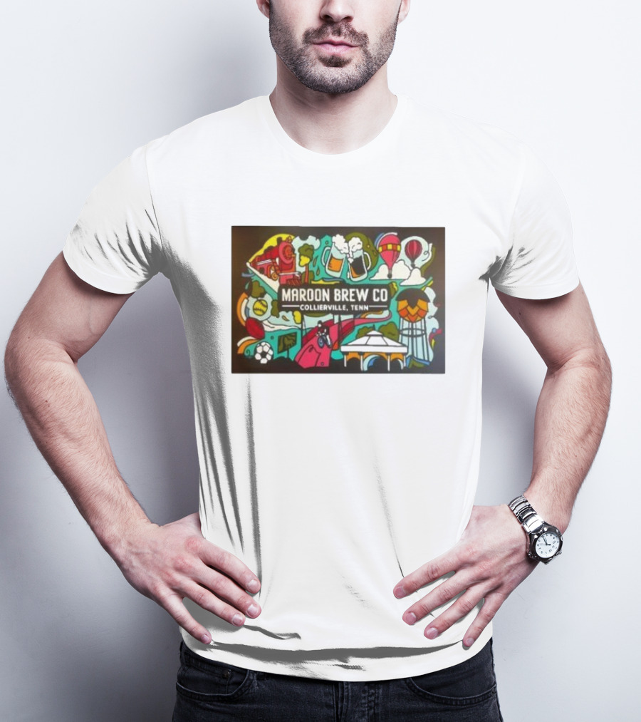 Maroon Brew Co Collierville Tenn Colorful Iconic Beer And Hot Air Balloon T-Shirt