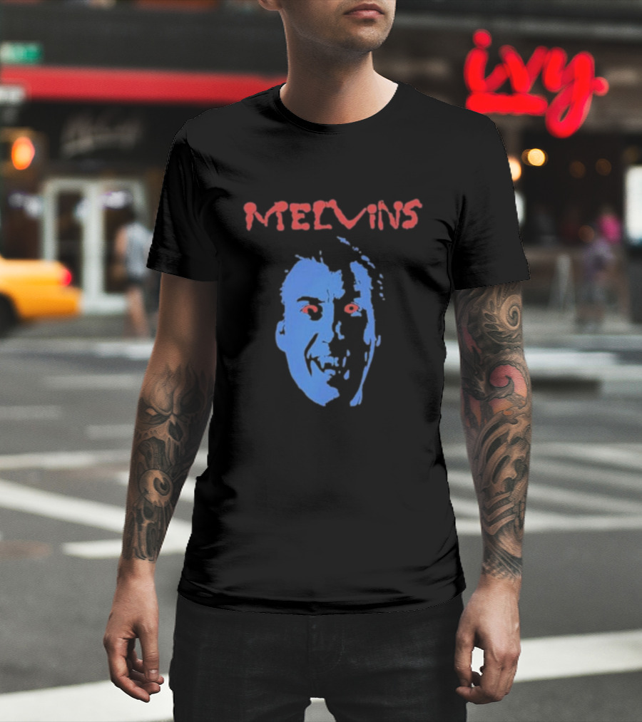 Melvins Christopher Iconic Blue Face With Red Eyes T-Shirt