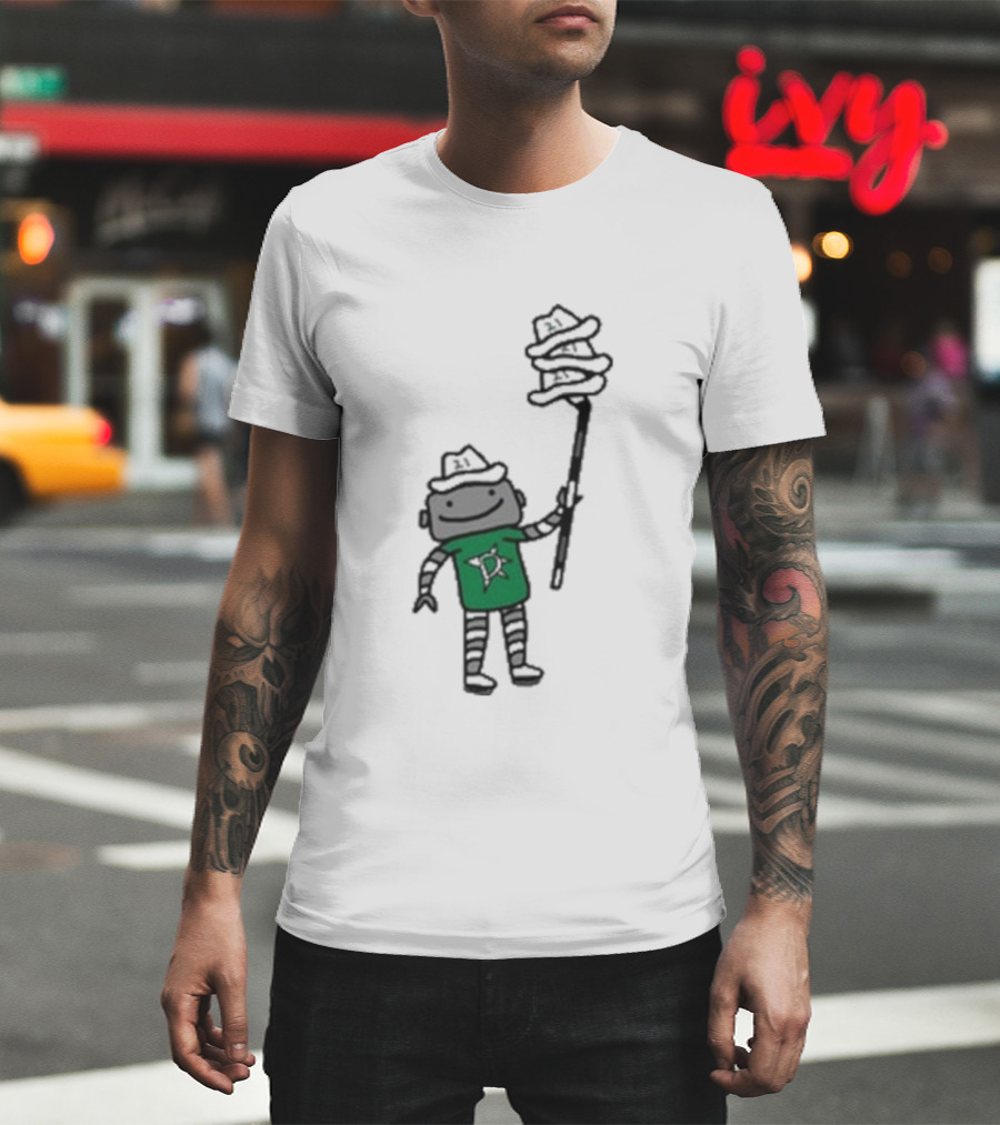 Dallas Stars Robo Hatty Character With Three Hats On Stick T-Shirt