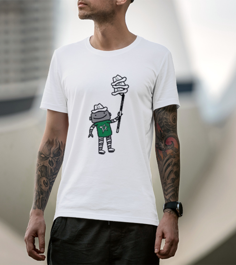 Dallas Stars Robo Hatty Character With Three Hats On Stick T-Shirt