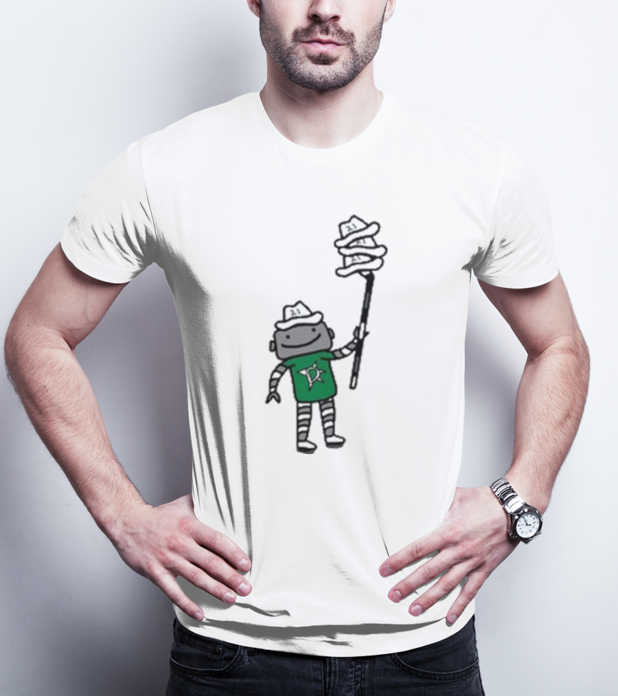Dallas Stars Robo Hatty Character With Three Hats On Stick T-Shirt