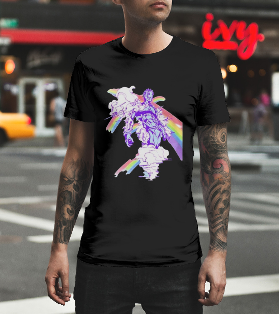 Hoshipieces Weather 9oz Manga Style Purple Cloud Man With Rainbow Elements T-Shirt
