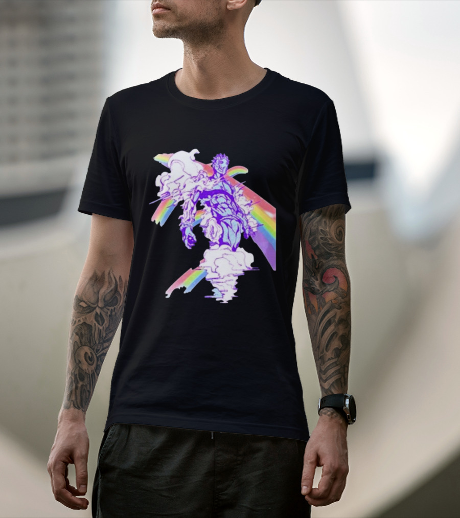Hoshipieces Weather 9oz Manga Style Purple Cloud Man With Rainbow Elements T-Shirt