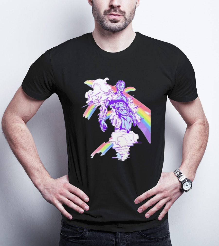 Hoshipieces Weather 9oz Manga Style Purple Cloud Man With Rainbow Elements T-Shirt