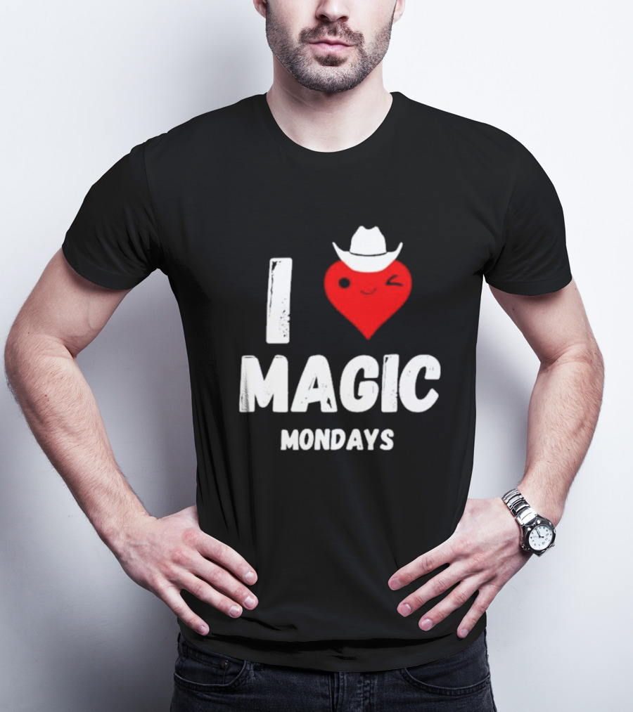 I Love Magic Mondays Heart With Cowboy Hat T-Shirt
