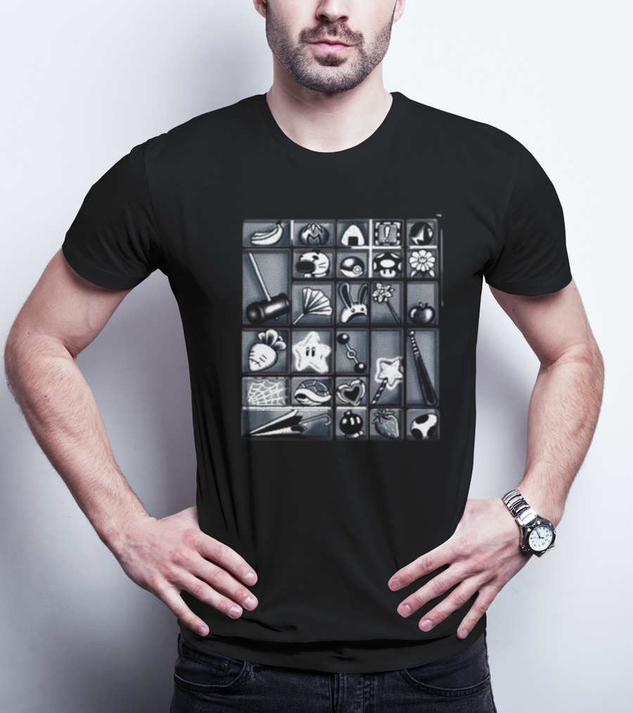 Level1 Item Cabinet Of Curiosity Mario Iconic Gaming Symbols Collection T-Shirt