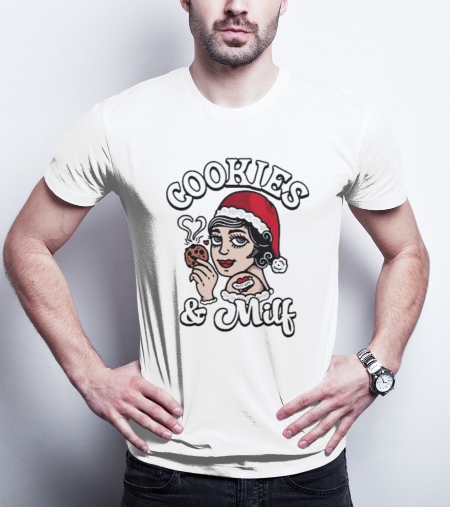Matt Rife Cookies And Milf Holiday Theme With Santa Hat And Heart Cookie T-Shirt