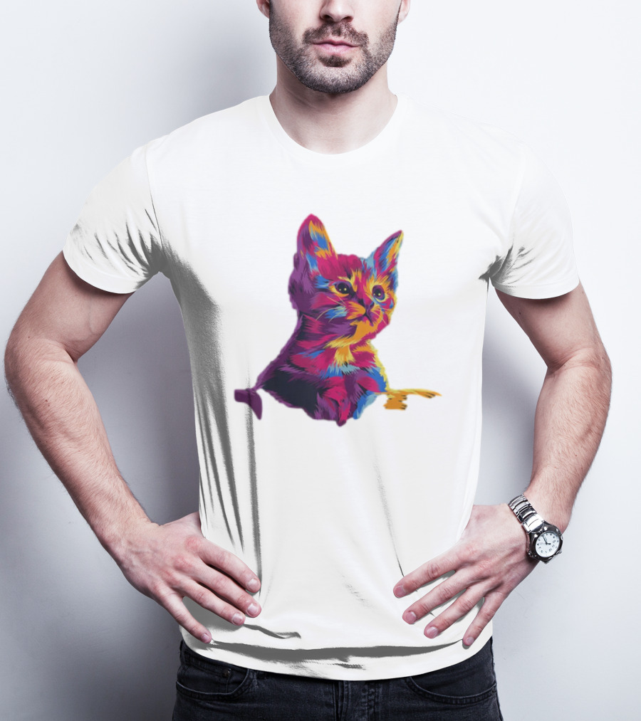 Kitten Colorful Art For Cat Lovers T-Shirt
