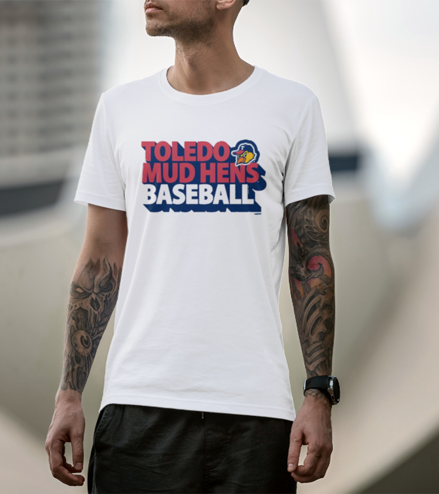 Toledo Mud Hens Baseball Logo With Iconic Classic Blue Hat And Yellow Cartoon Chicken T-Shirt