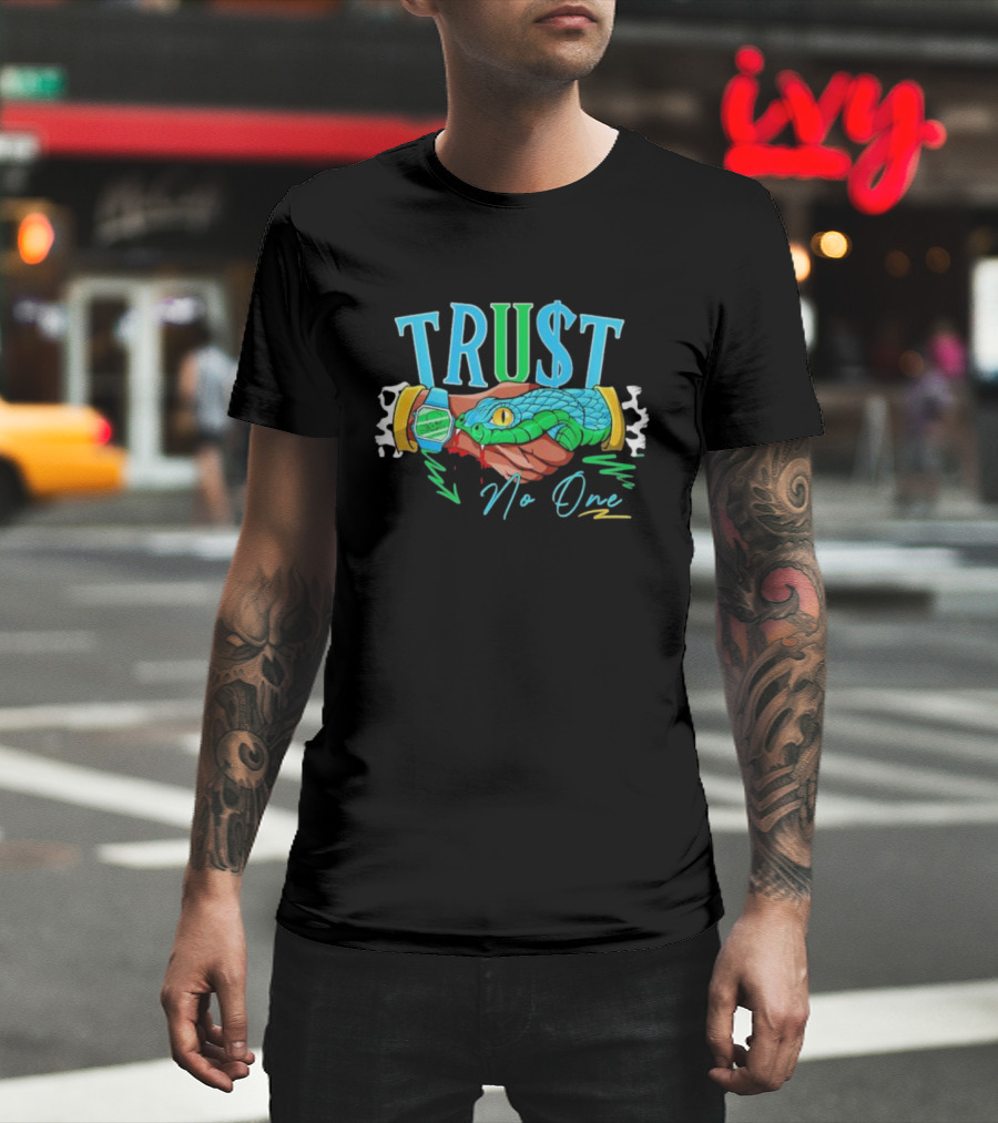 TRU$T No One Handshake Snake Graphics Chunky Dunky Matching T-Shirt