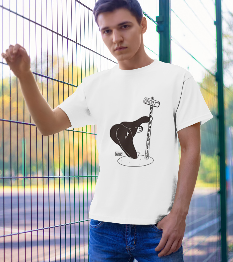 Groin Street Sign With Bandaged Steak Character By Rpwp T-Shirt