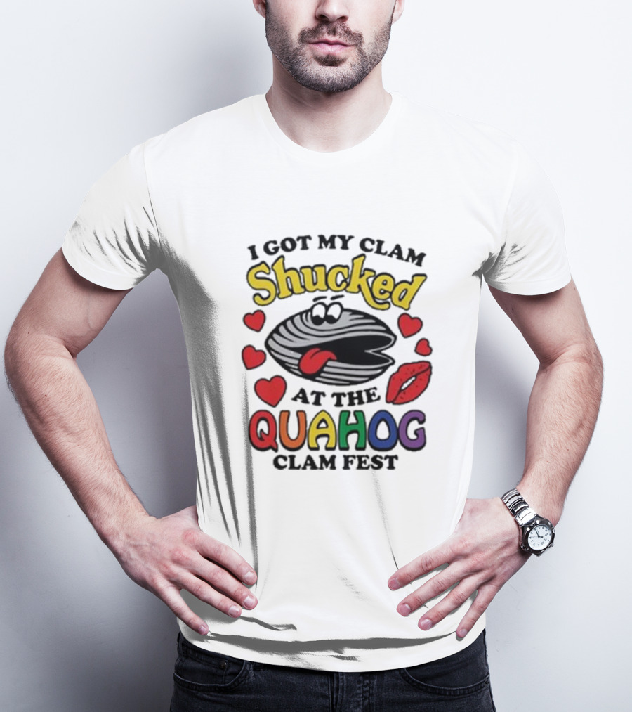I Got My Clam Shucked At The Quahog Clam Fest Hearts And Lips T-Shirt