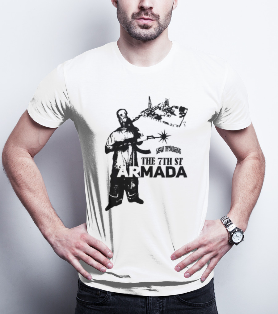 Low Interest The 7th St Armada Revolutionary Symbol With Armed Figure T-Shirt
