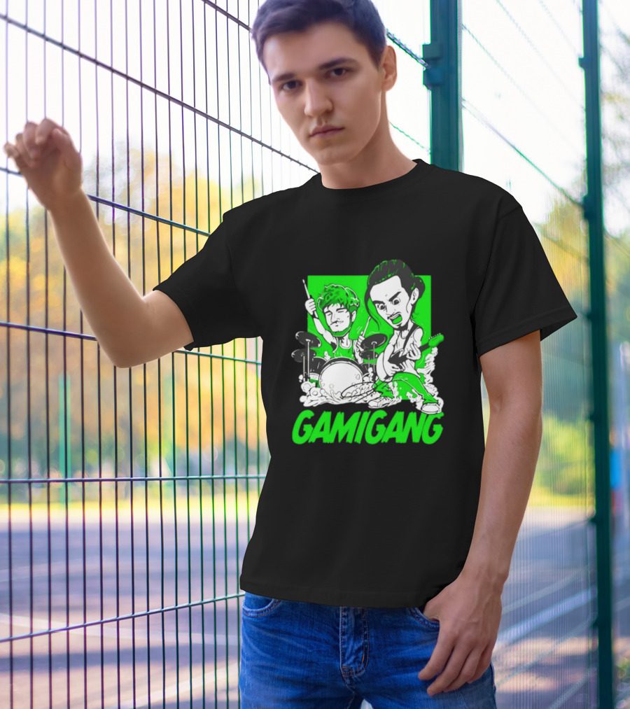 Gami Gang Origami Angel Anime Drummer Guitarist Duo T-Shirt