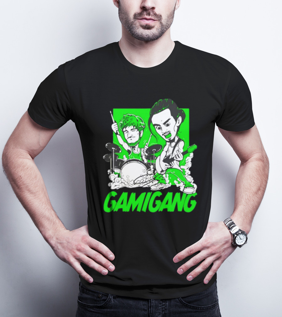 Gami Gang Origami Angel Anime Drummer Guitarist Duo T-Shirt
