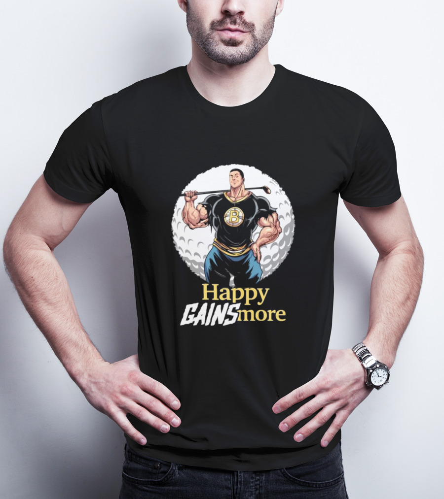 Nick Walker Happy Gainsmore Muscular Cartoon Character With Golf Club T-Shirt