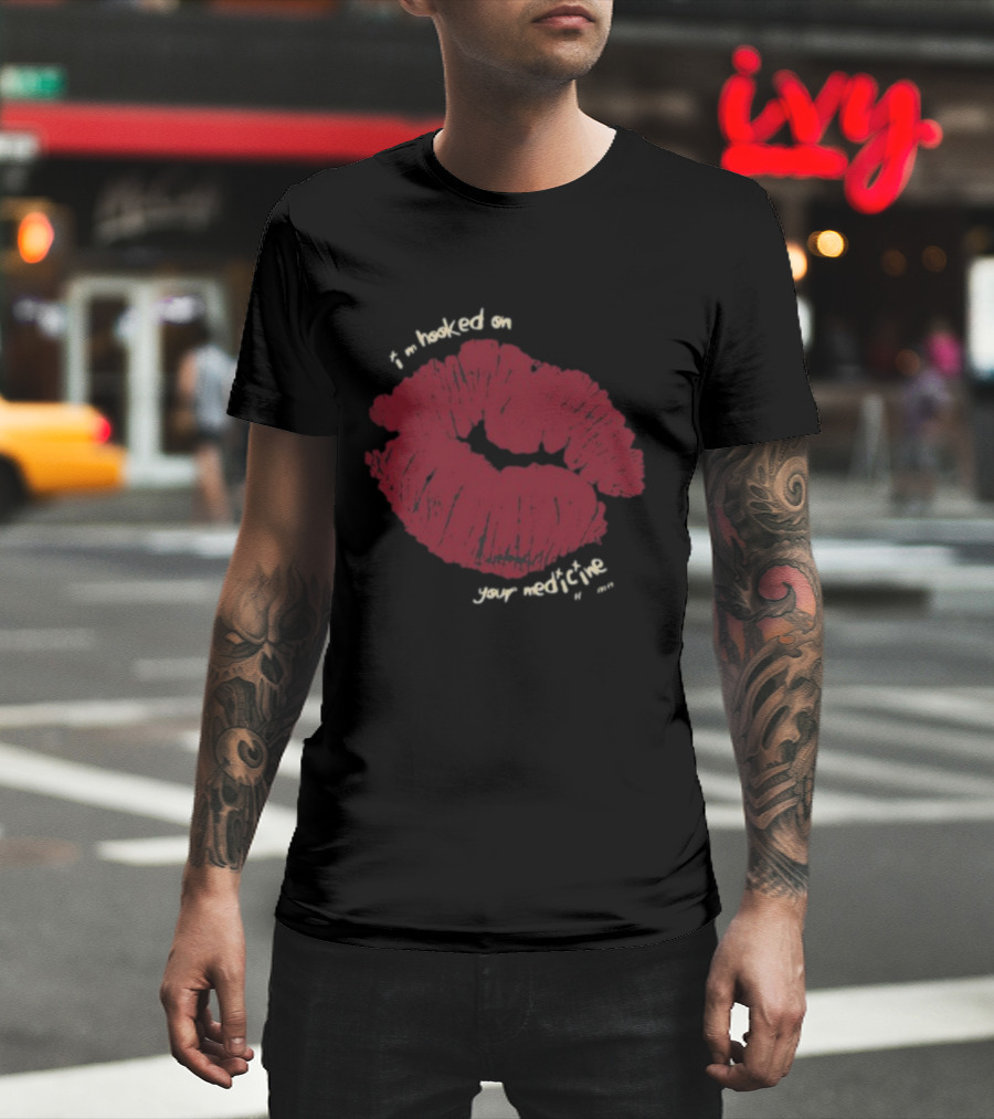 Hooked On Your Medicine Kiss Lips T-Shirt